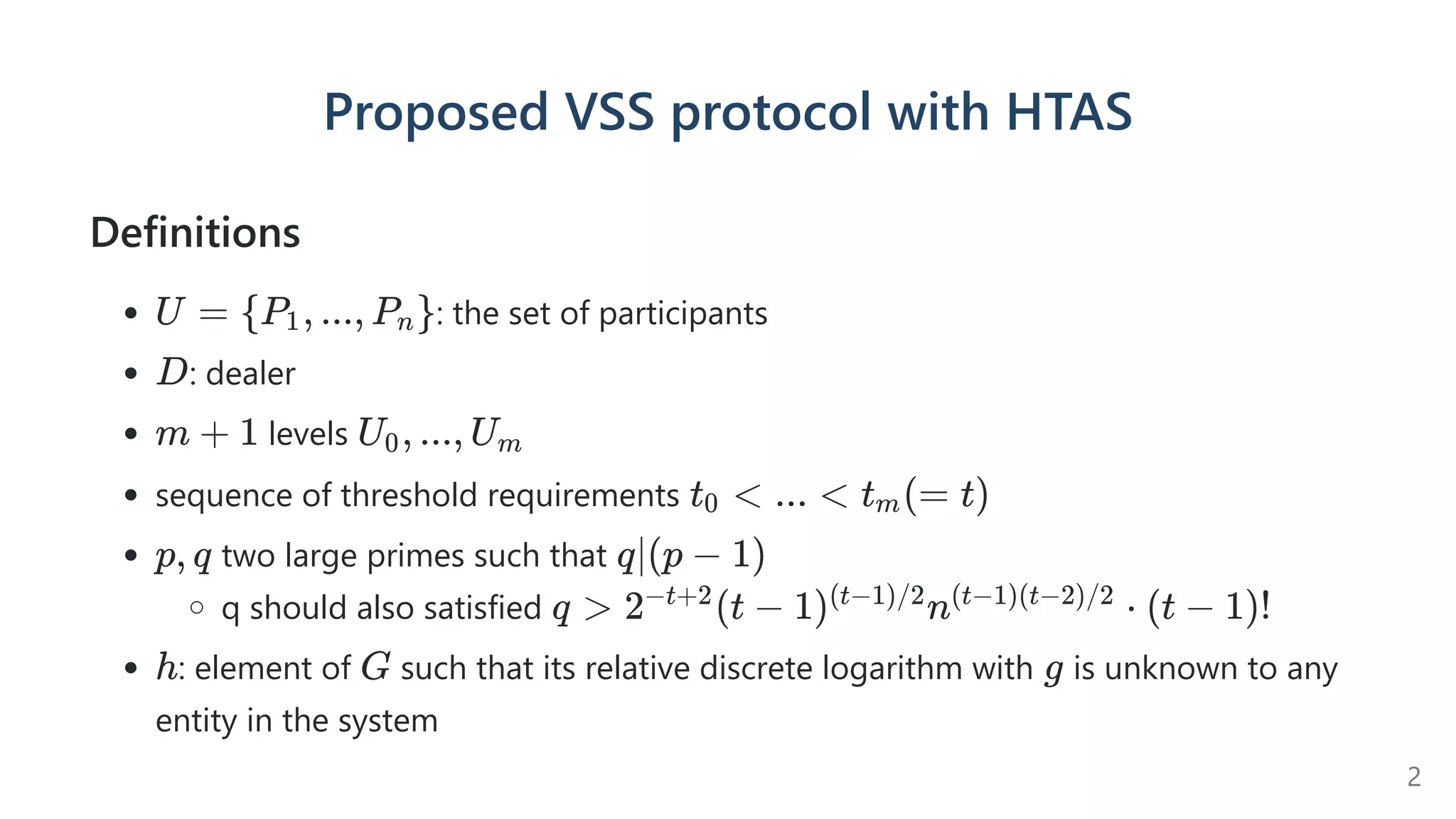 Distributed Key Generation Protocol With Hierarchical Threshold Access Structure Ppt