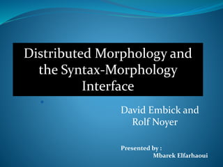Distributed morphology. | PPTX
