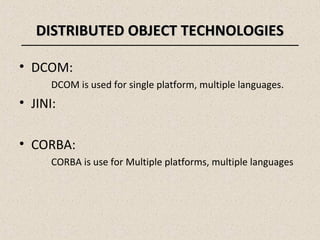Distributed objects & components of corba | PPT | Programming Languages | Computing