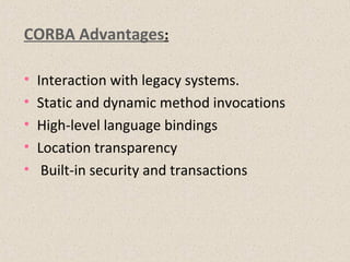 Distributed objects & components of corba | PPT | Programming Languages | Computing