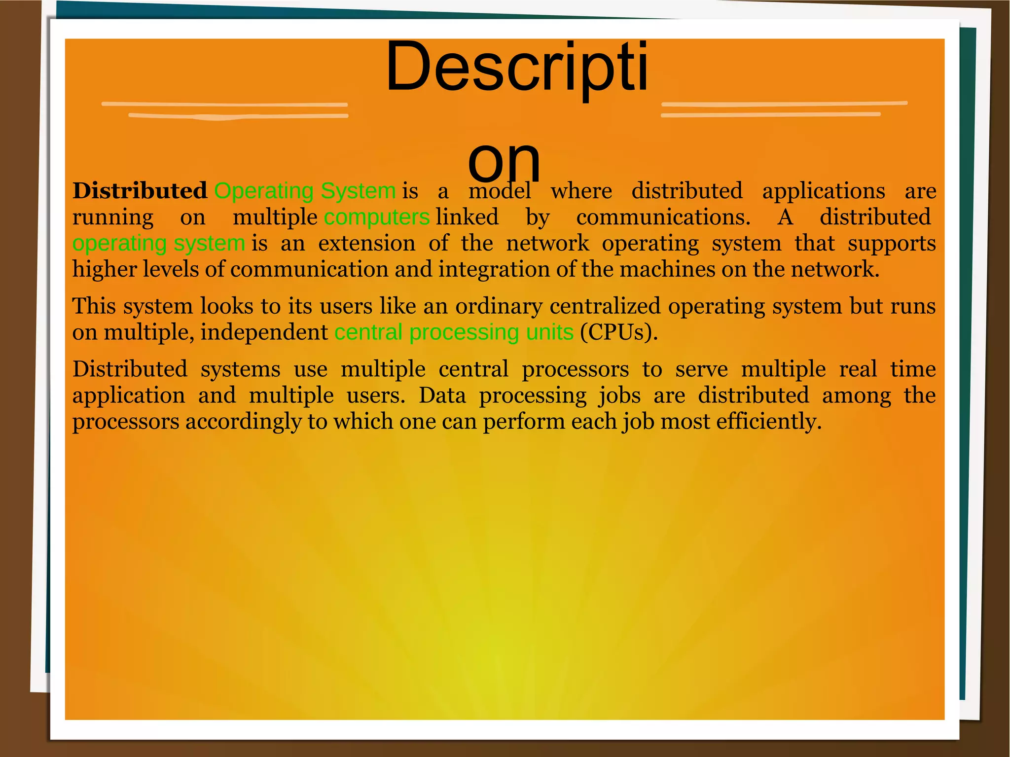 Distributed Operating System Os Ppt