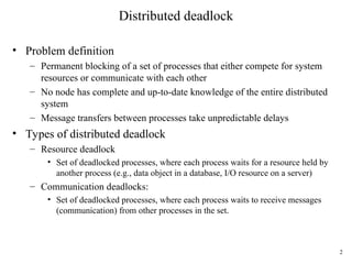 Distributed process management Distributed deadlock.ppt