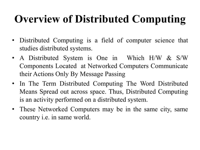 Distributed Computing system | PPT Distributed Computing system | PPT
