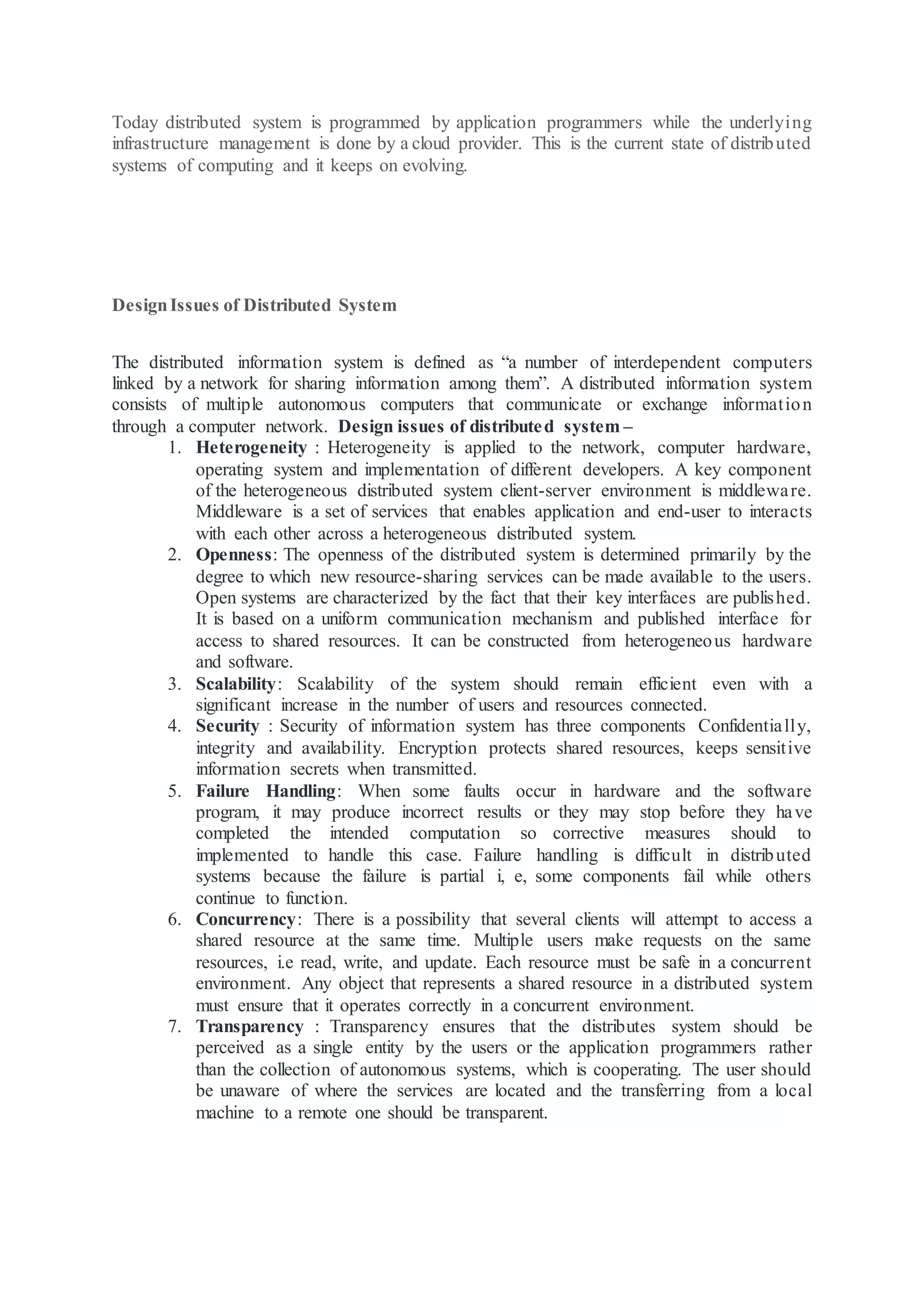 DISTRIBUTED SYSTEM.docx | Computer Networking | Computing