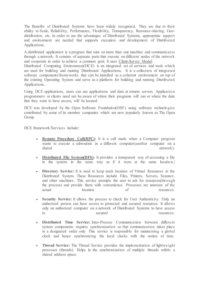 DISTRIBUTED SYSTEM.docx | Computer Networking | Computing