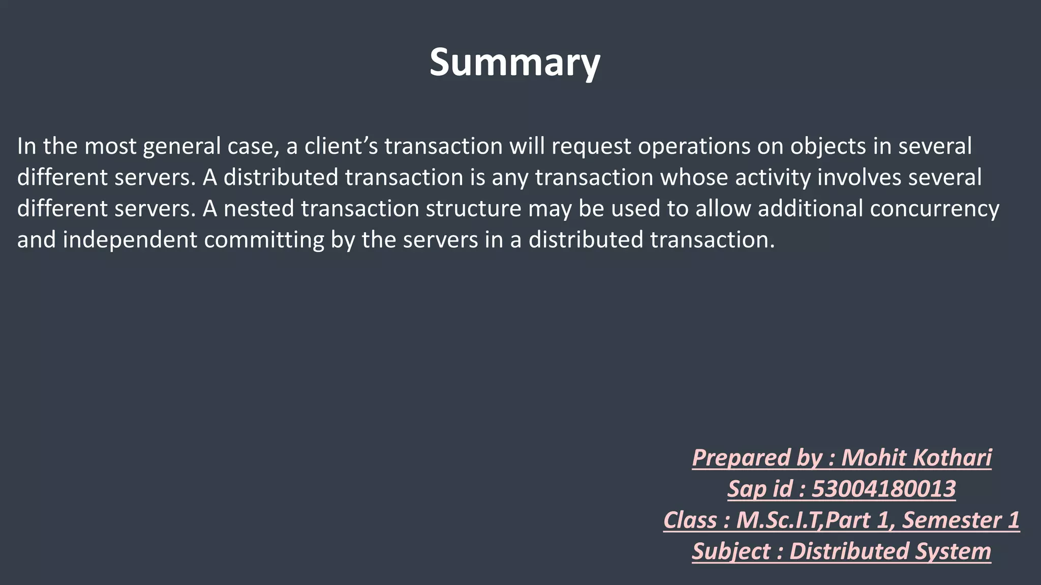 Distributed transaction | PPTX