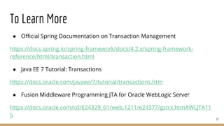 Distributed Transaction Management in Spring & JEE | PPT