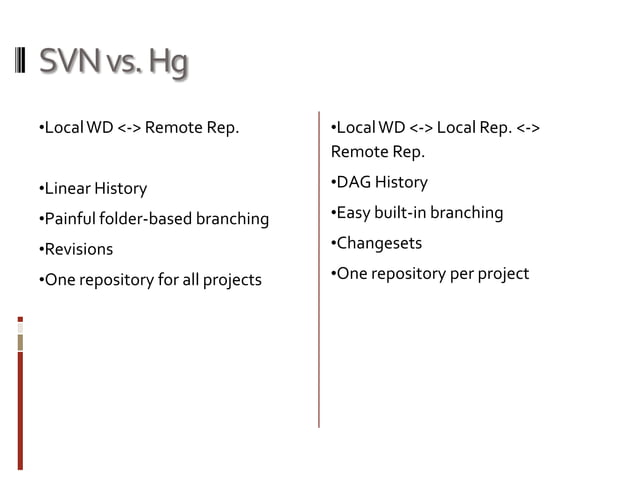 Distributed vcs basics + hg | PPTX
