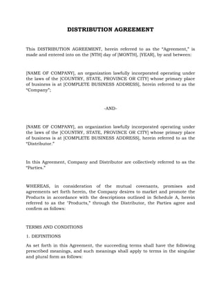 DISTRIBUTION AGREEMENT | PDF