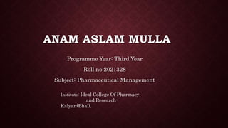 Distribution and recent trends in Pharmaceutical Management-Anam Mulla ...