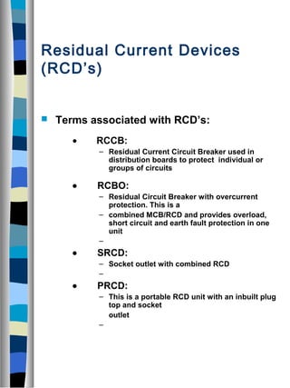 Distribution boards and Protection devices ppt | PPT