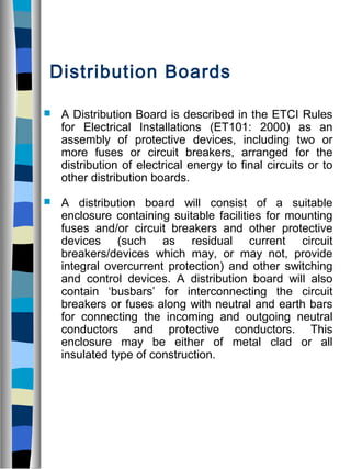 Distribution boards and Protection devices ppt | PPT
