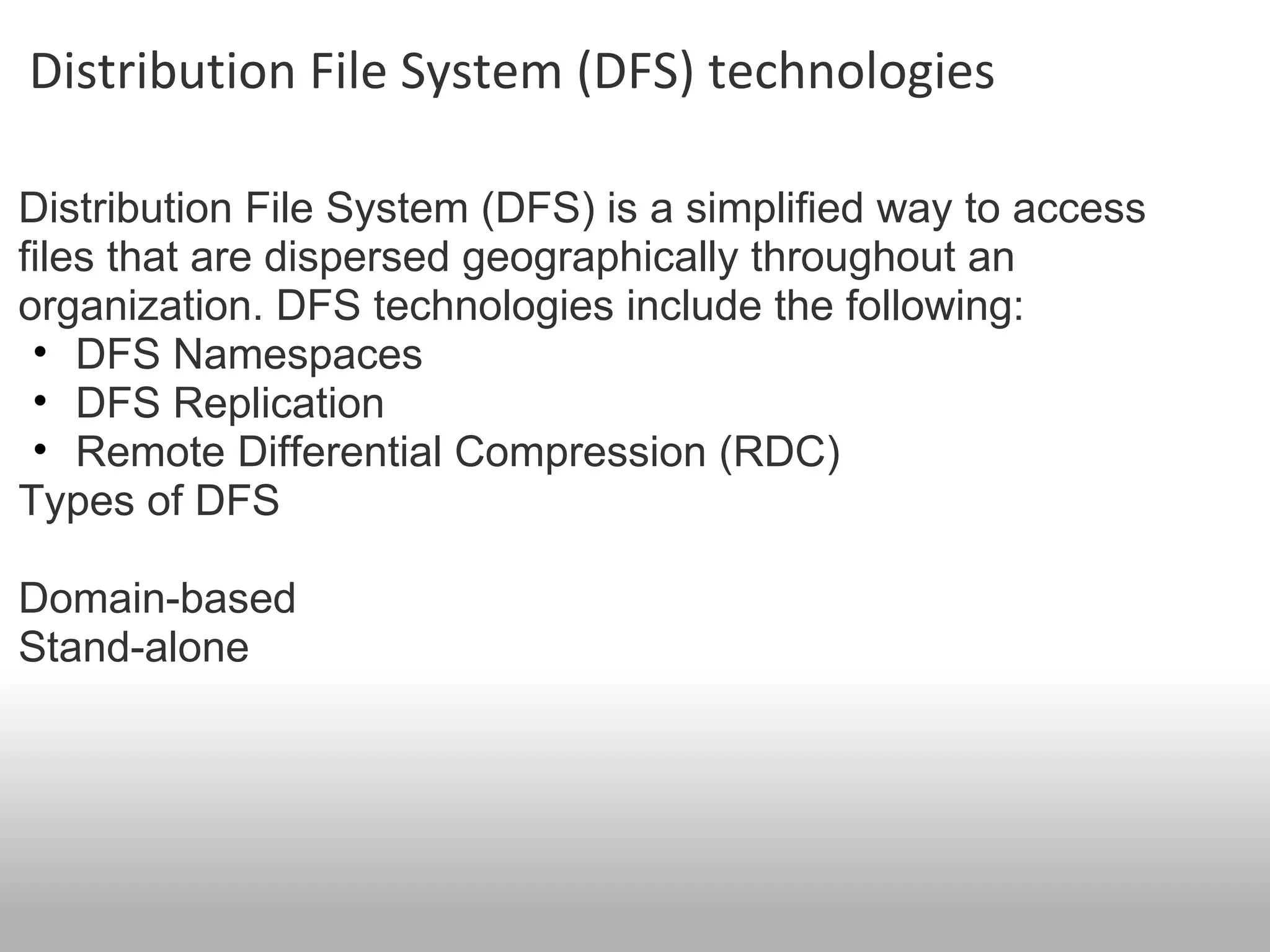 Distribution File System DFS Technologies | PPT | Computing | Technology & Computing