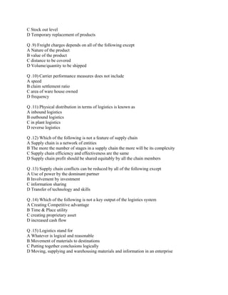 Distribution & Logistics Management | DOC