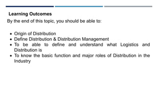 DISTRIBUTION MANAGEMENT - Introduction to Distribution and its origin ...