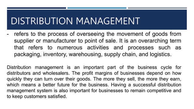 DISTRIBUTION MANAGEMENT - Introduction to Distribution and its origin ...