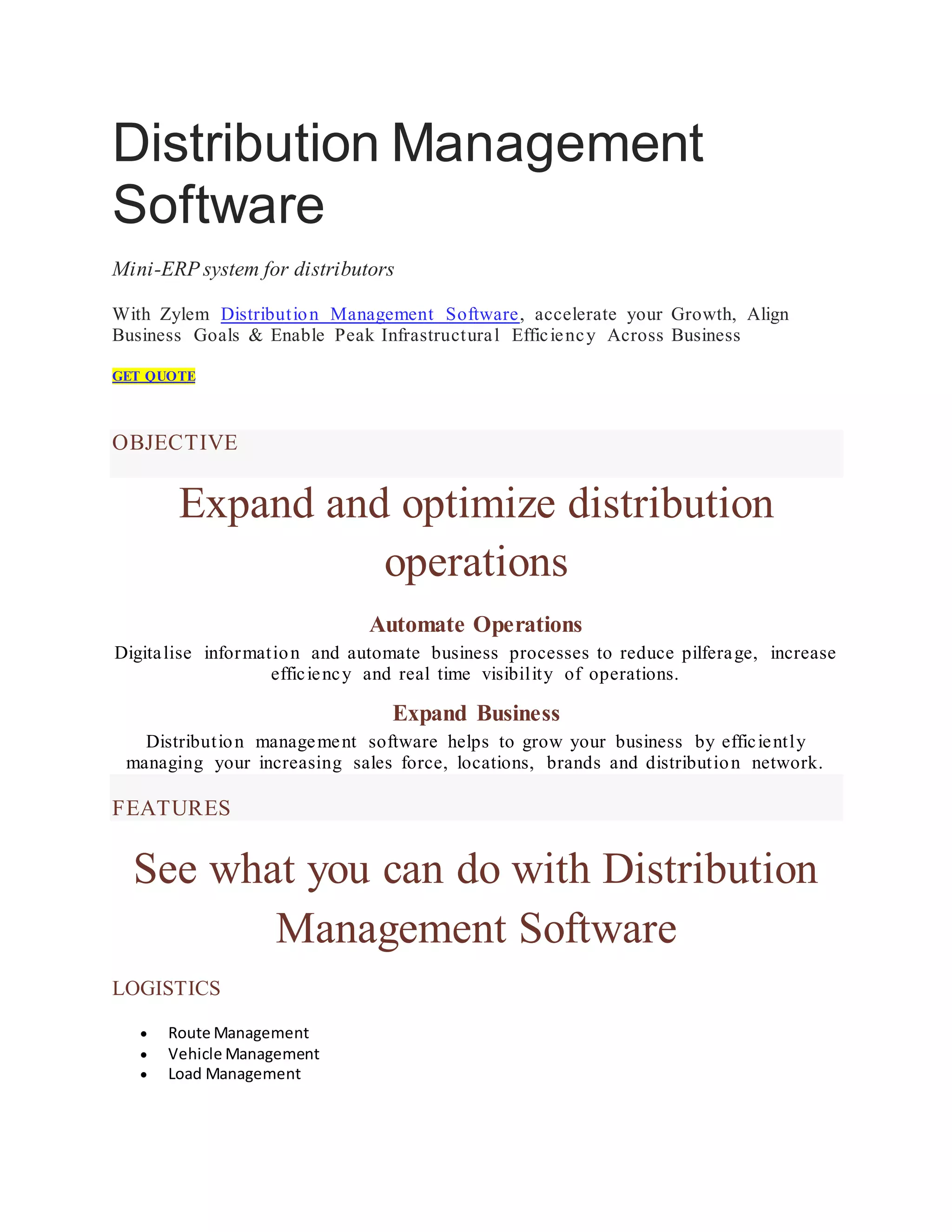 Distribution management software | DOCX