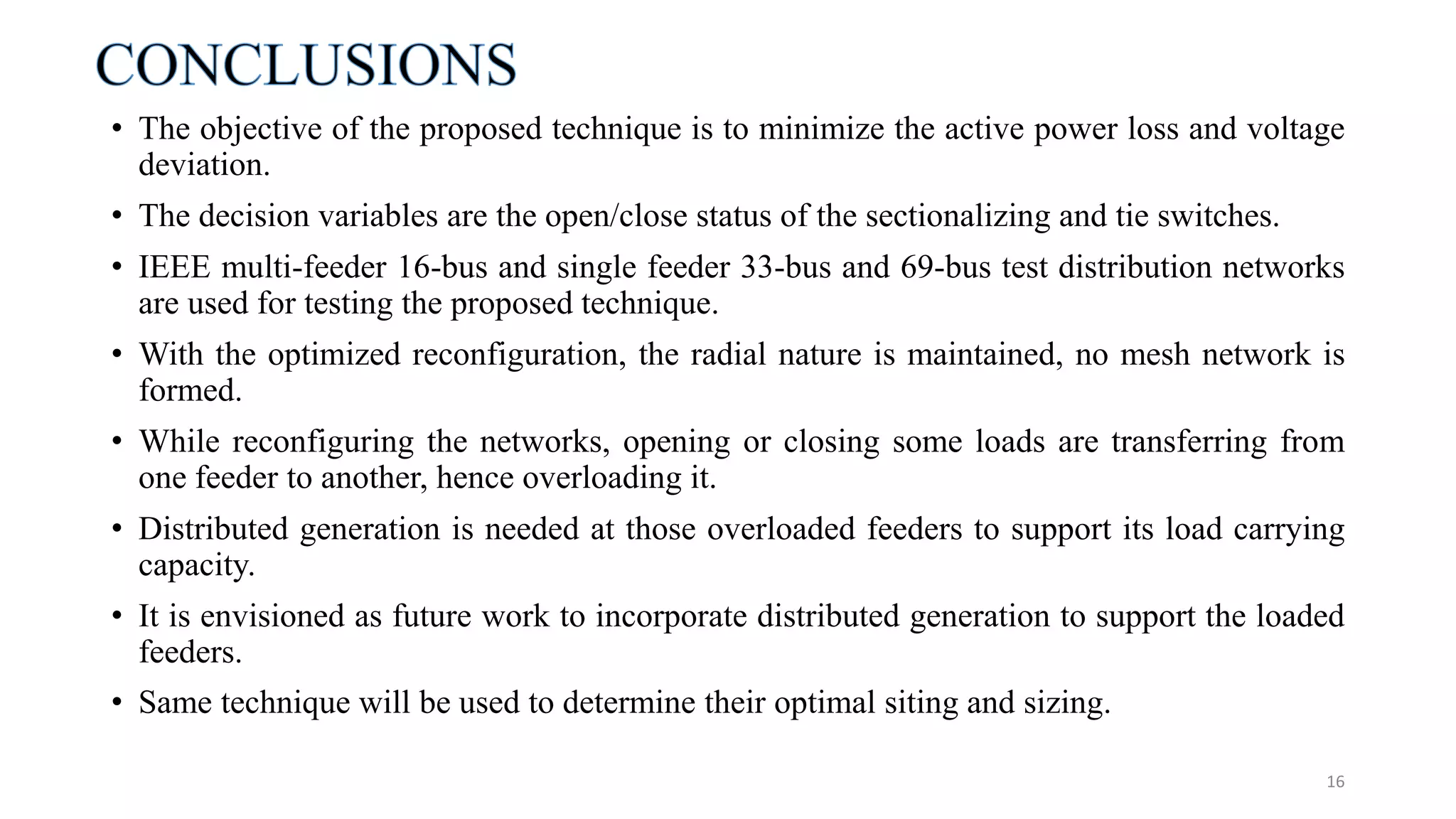 Distribution Network Reconfiguration For Loss Reduction And Voltage Pptx