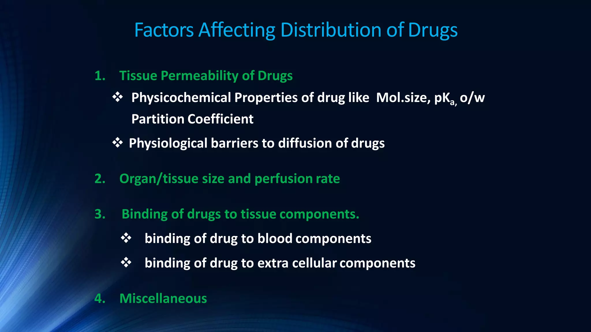 Distribution of drugs Pharmacokinetics | PDF