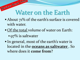 Distribution of earth's water location water_on_the_earth | PPTX