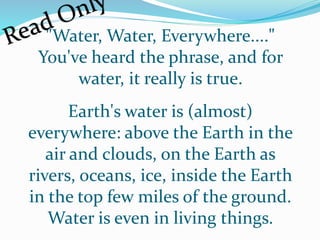 Distribution of earth's water location water_on_the_earth | PPTX