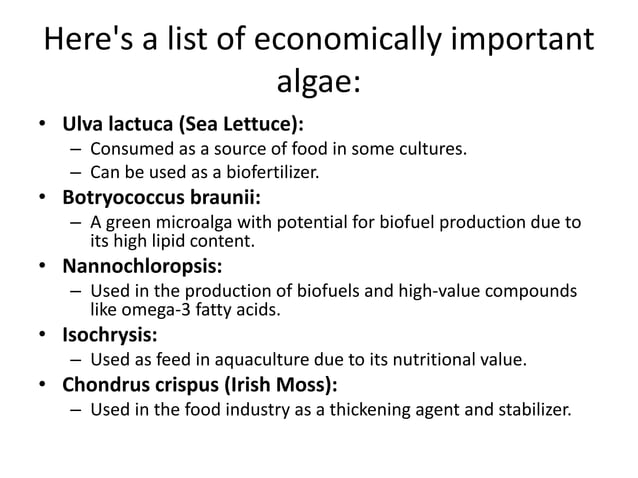 Distribution of Economically Important Algae in India | PPTX ...