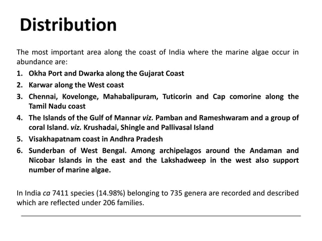 Distribution of Economically Important Algae in India | PPTX ...