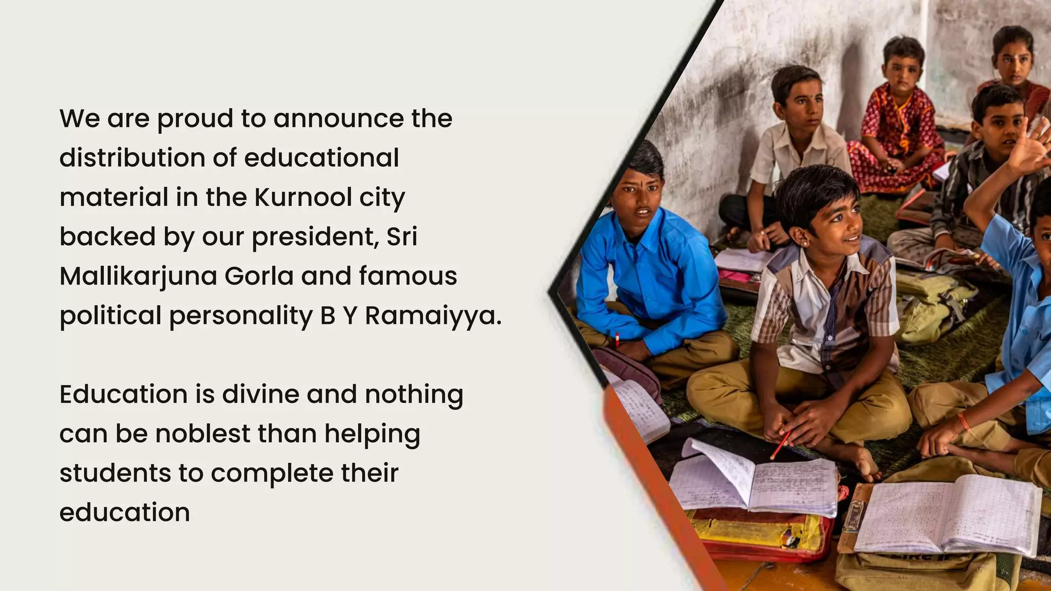 Distribution of Education Material for Poor School Children | PPTX