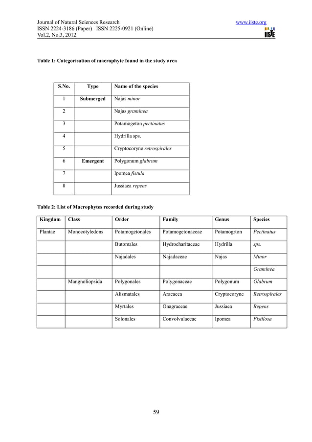 Distribution of macrophytes in river narmada near water intake point | PDF