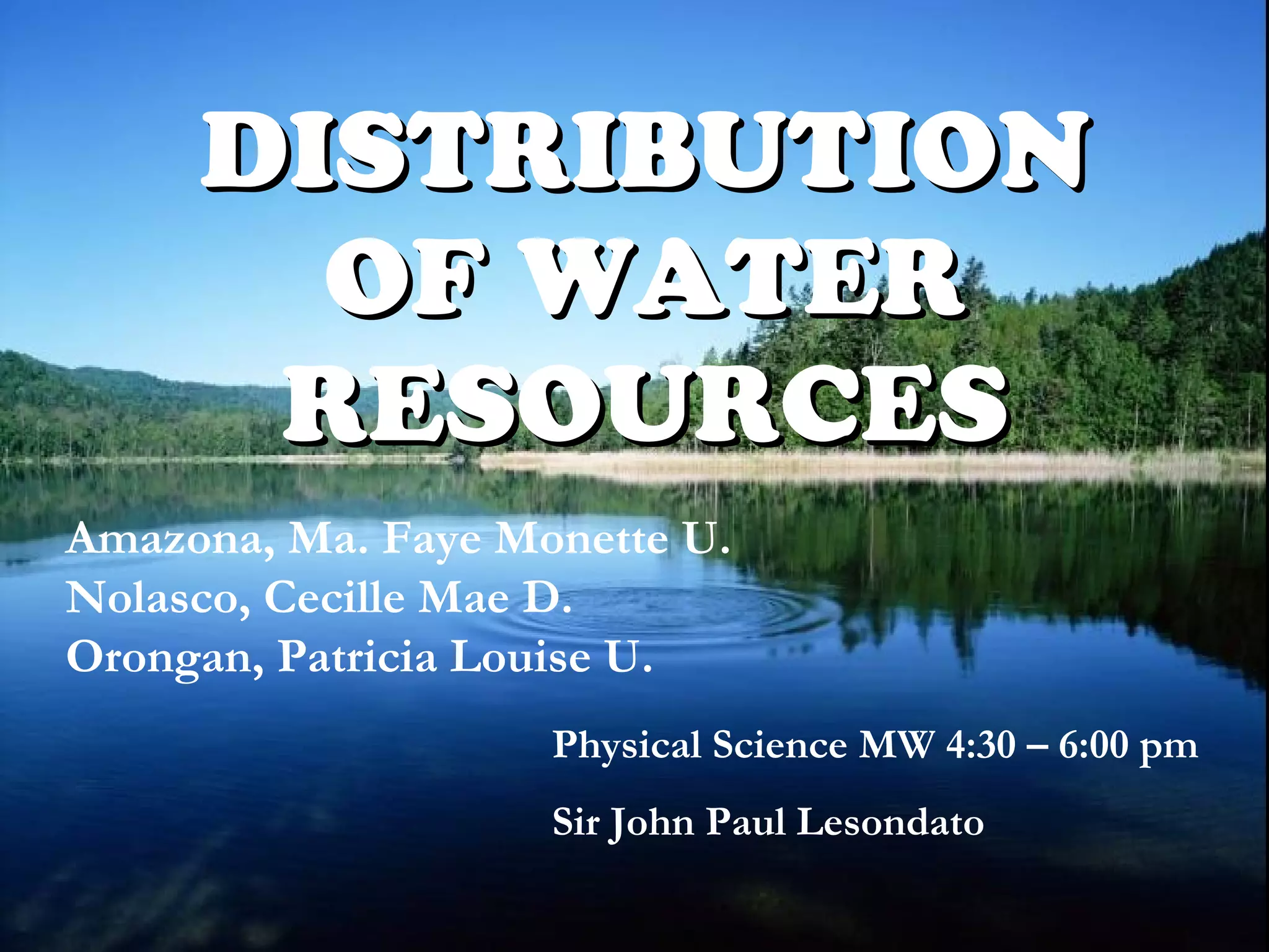 Distribution of water resources | PPT
