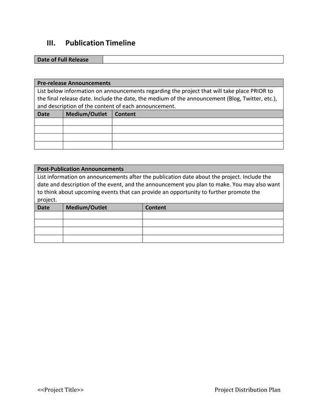 Distribution Plan Template | PDF