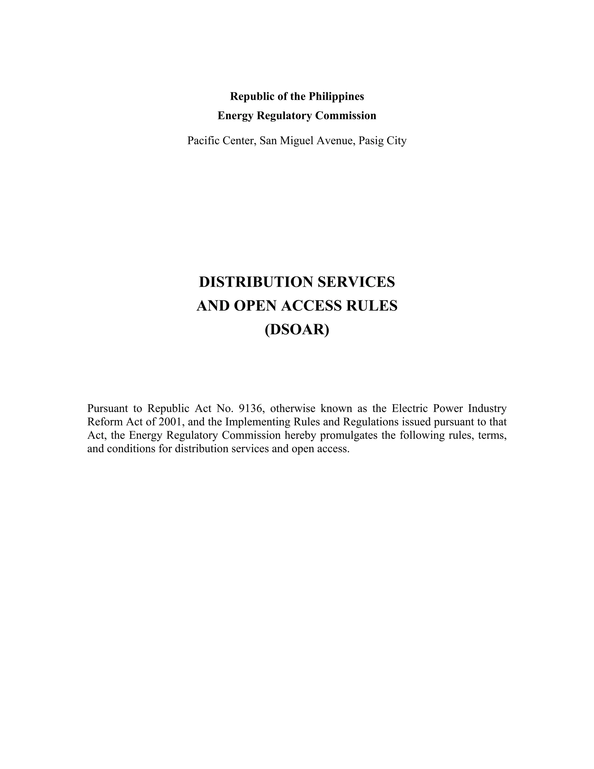 Distribution services and access rules doe | PDF