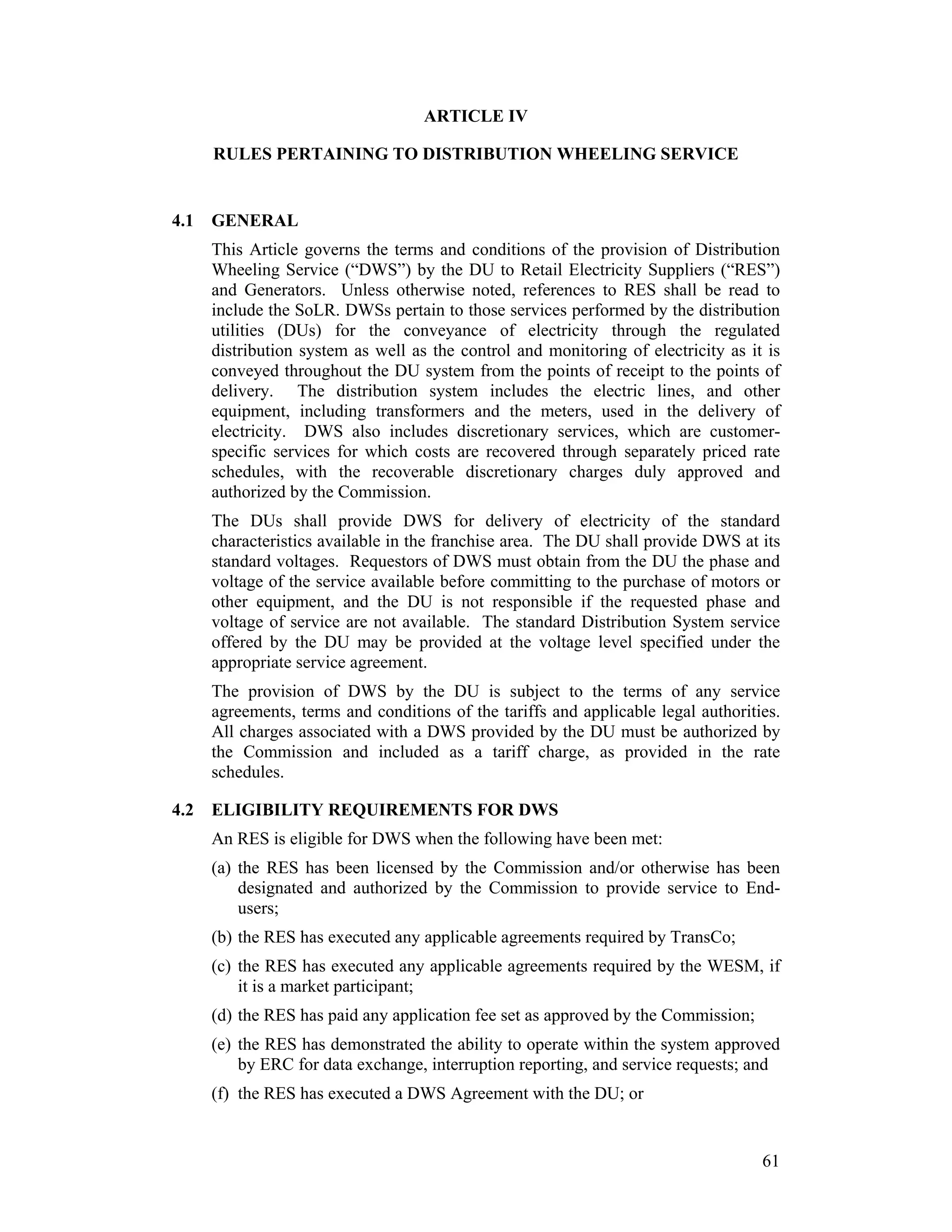 Distribution services and access rules doe | PDF