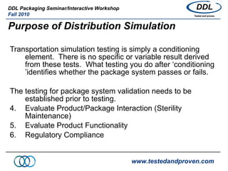 Distribution Simulation and Transportation Testing - What is the ...