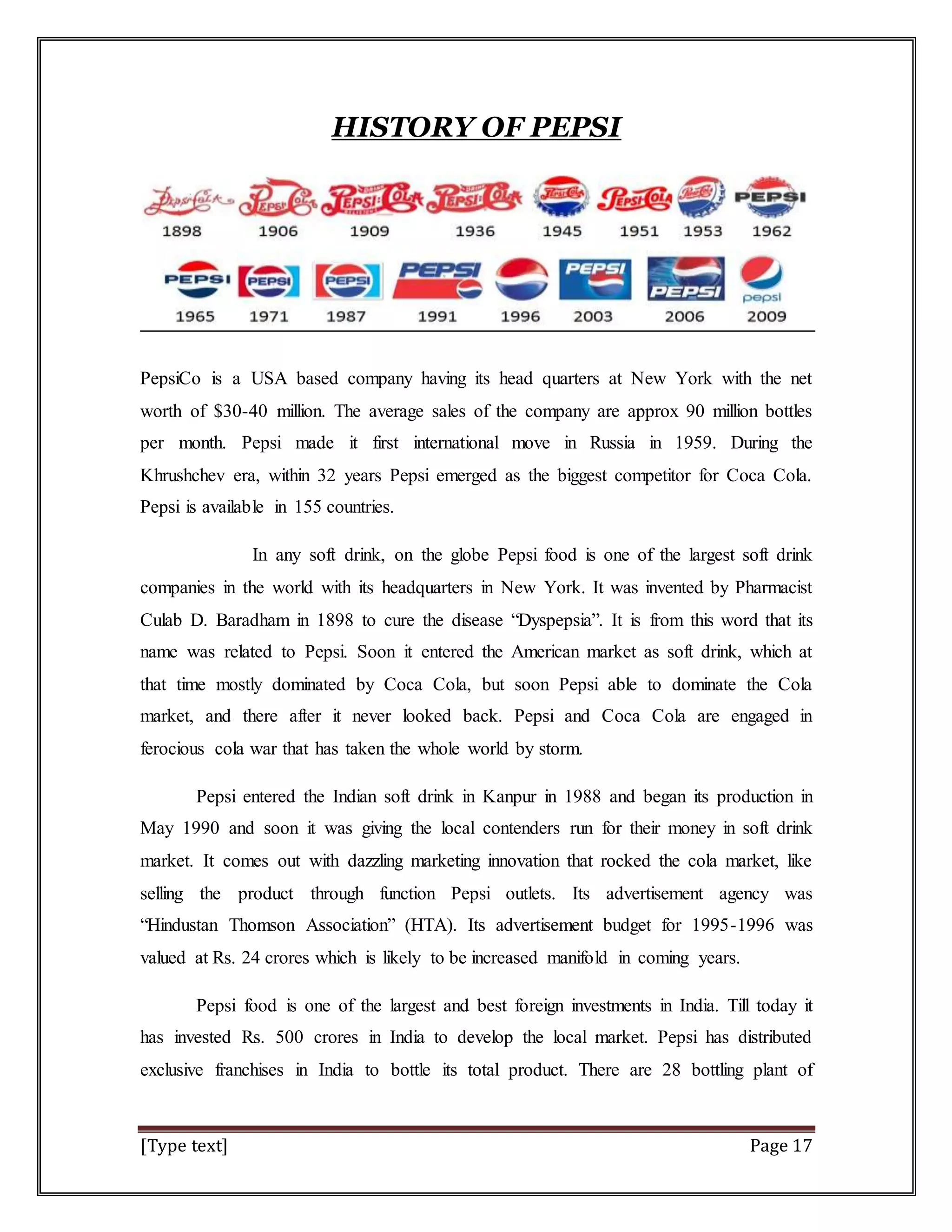 Distributionstrategy of pepsico | DOCX