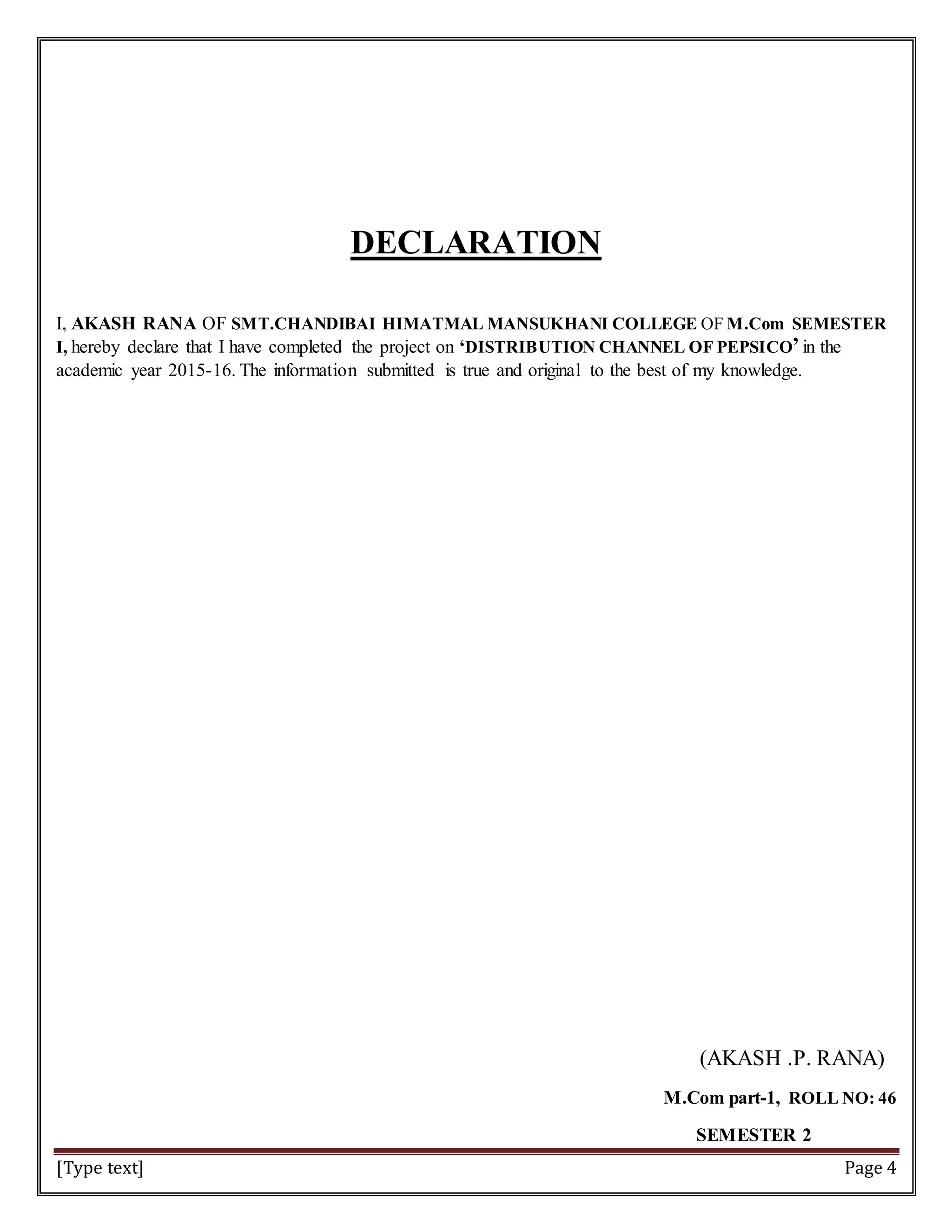 Distributionstrategy of pepsico | DOCX