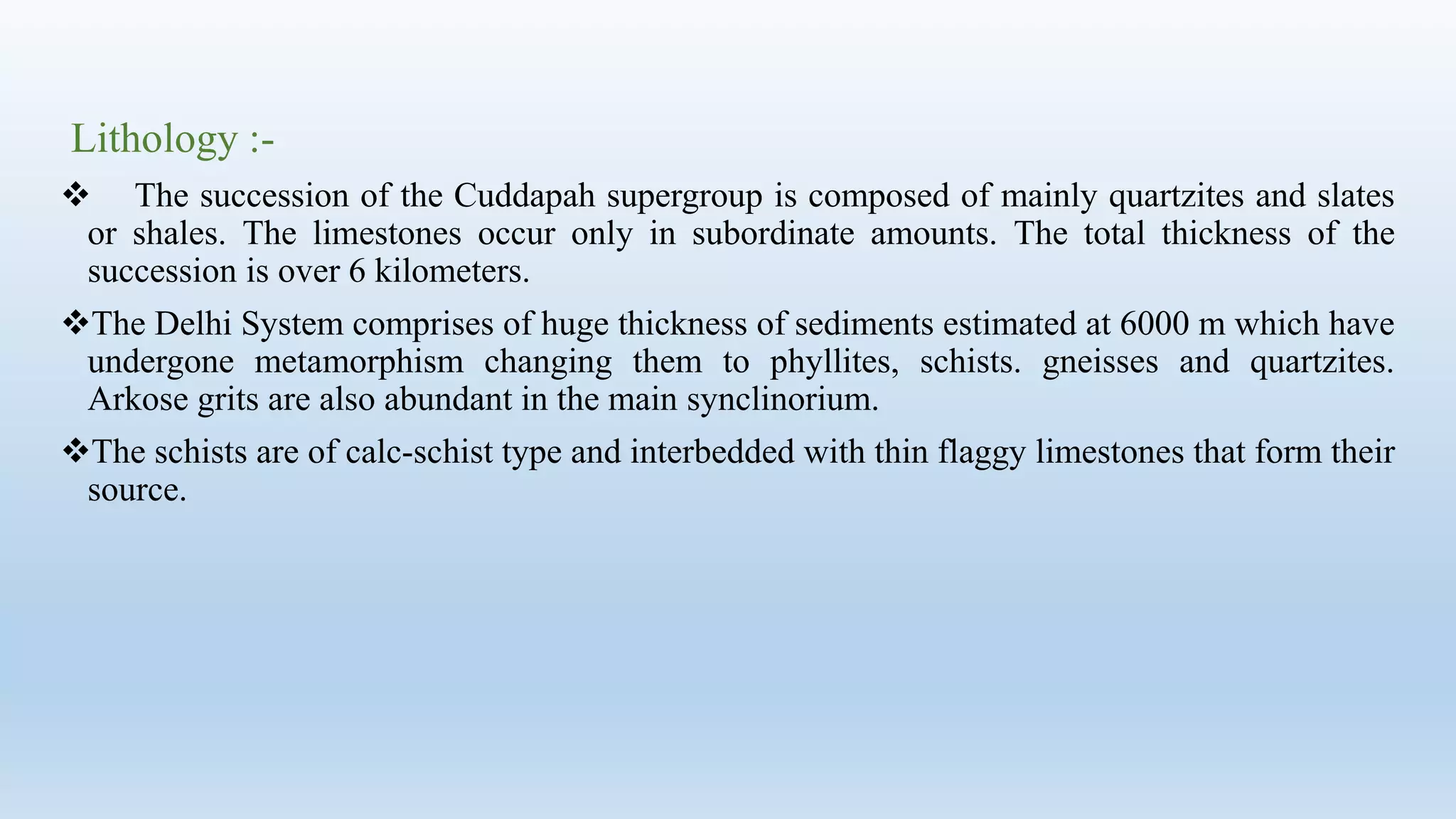 Distribution, stratigraphy and economic importance of cuddapah | PPTX