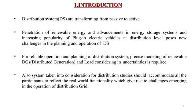 Distribution System Planning For Active Distribution Network With Ders Ppt