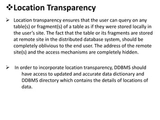 Distribution transparency and Distributed transaction | PPTX