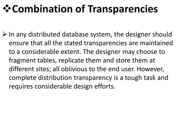 Distribution transparency and Distributed transaction | PPTX