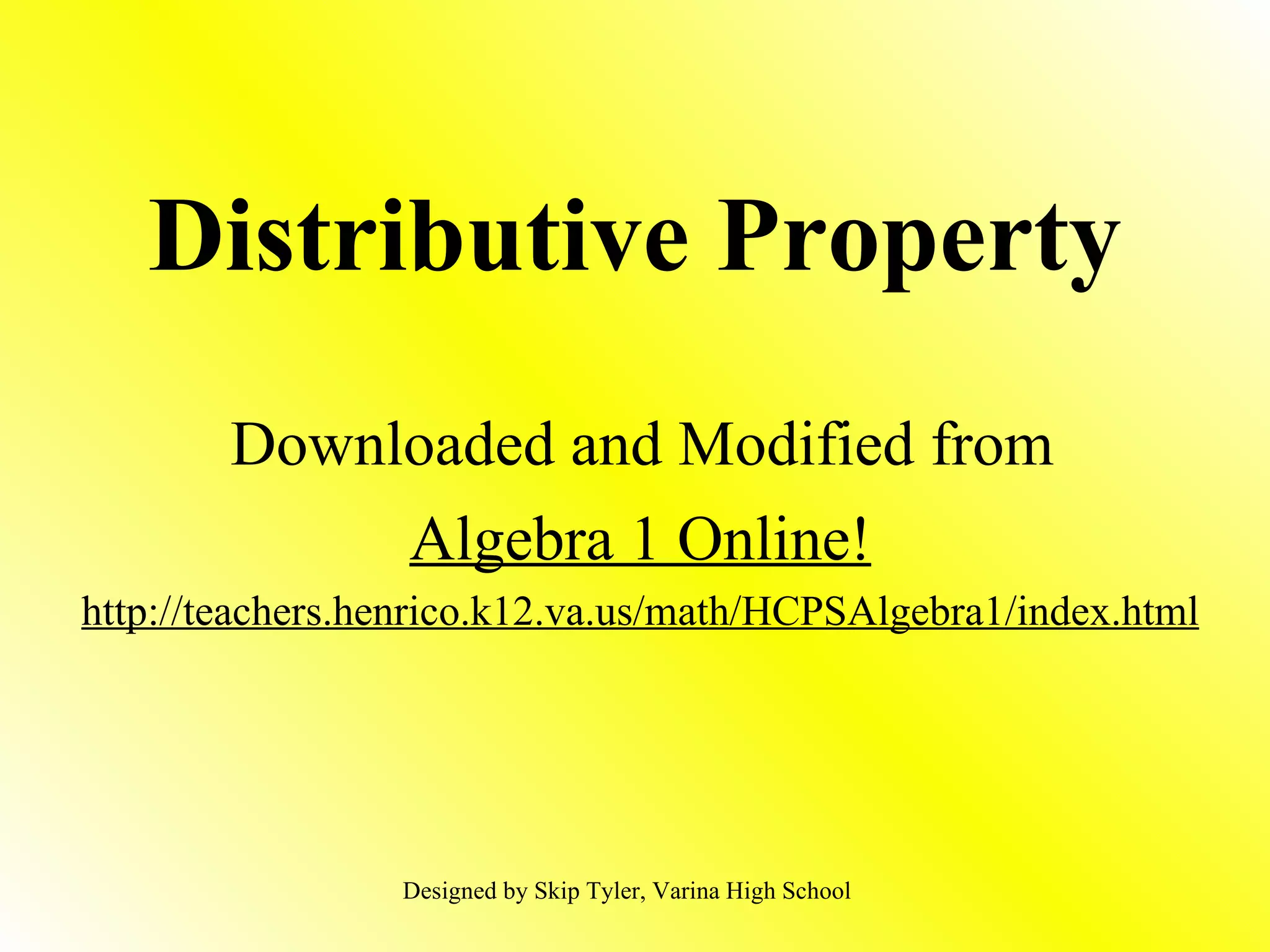 Distributive Property | PPT