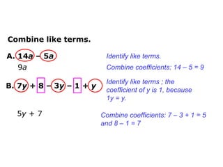 Mastering Algebra: Combining Like Terms and Using the Distributive ...