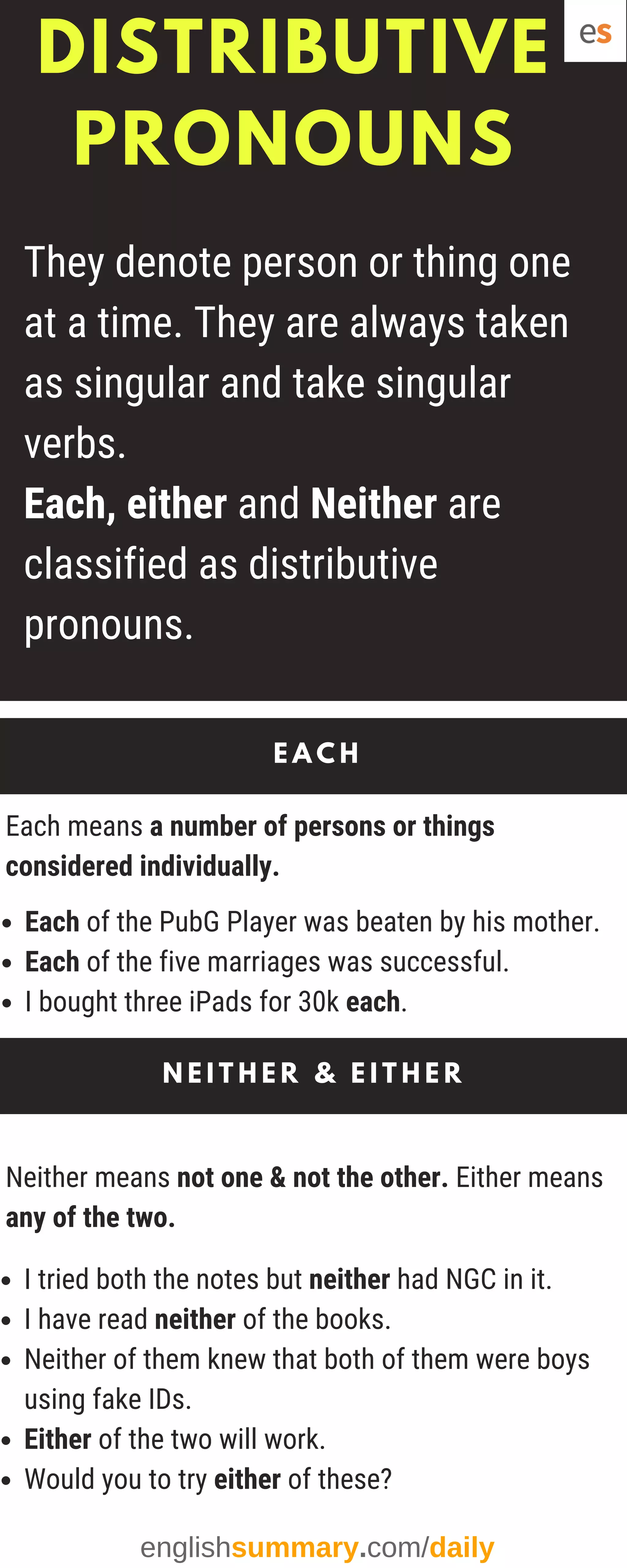 Distributive pronouns with examples | PDF