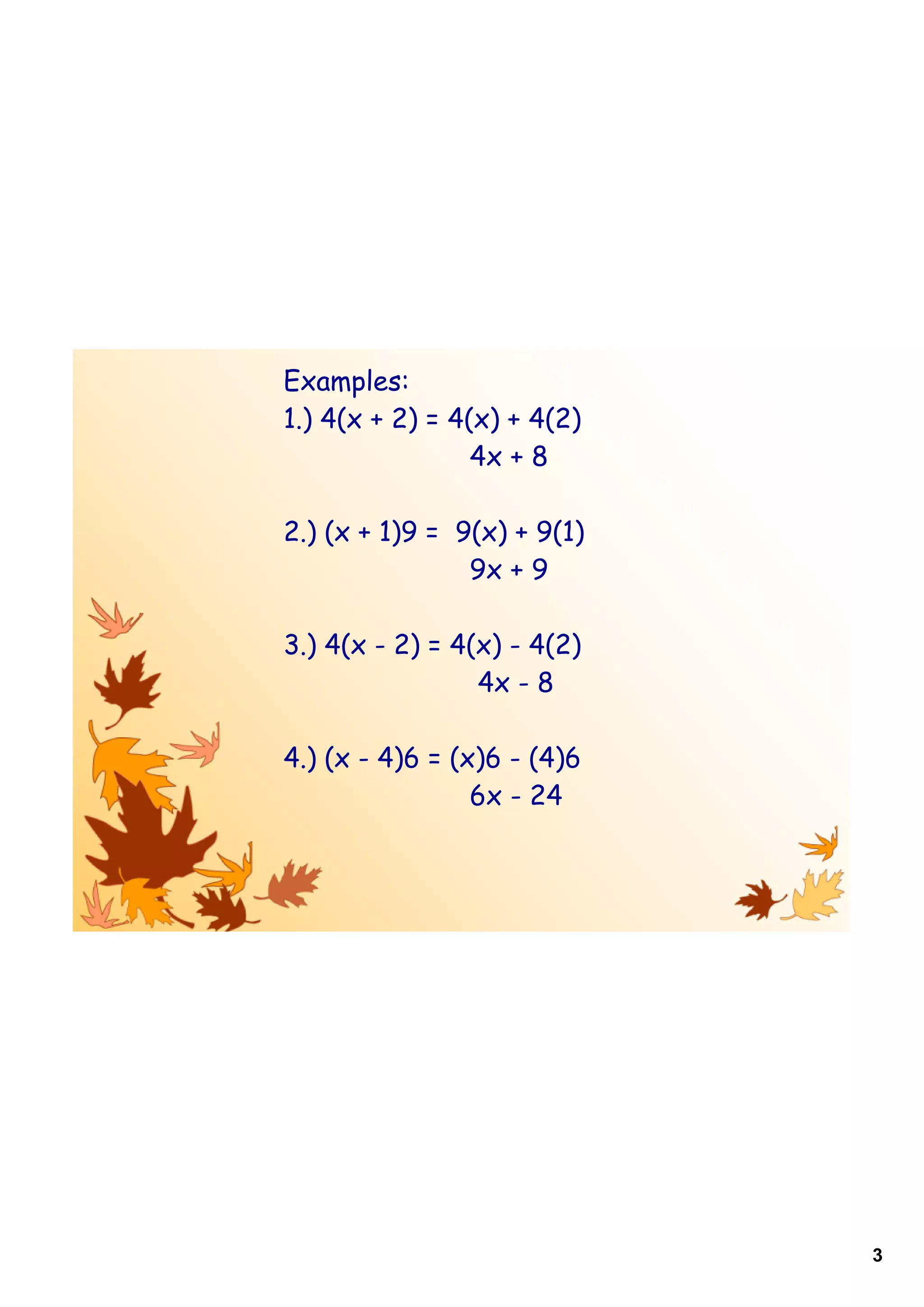 Distributive Property 7th