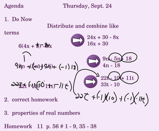 Distributive Property & Combining Like terms | PPT