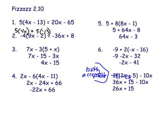 Distributive Property & Combining Like terms | PPT