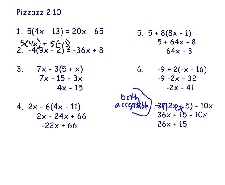 Distributive Property & Combining Like terms Distributive Property & Combining Like terms