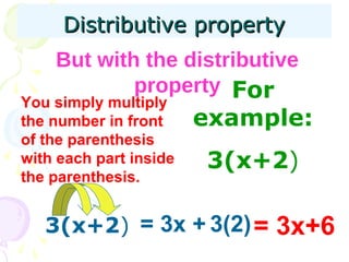 Distributive property in algebra power point | PPT