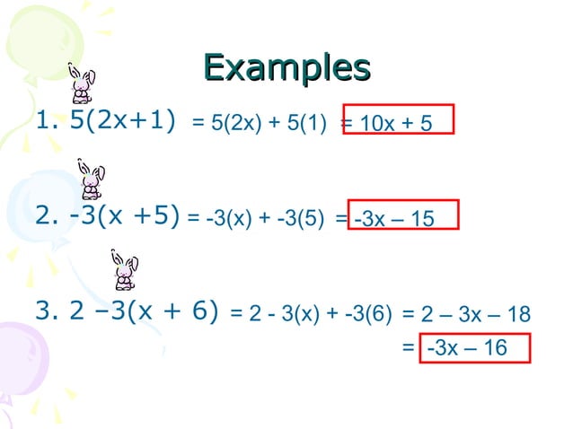 Distributive property in algebra power point | PPT