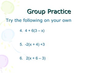 Distributive property in algebra power point | PPT